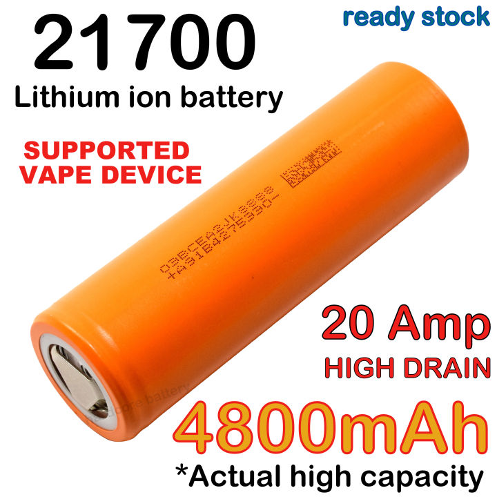 High drain 21700 3.7v 4800mAh 20A Rechargeable Vapee Lithium ion Li ion ...
