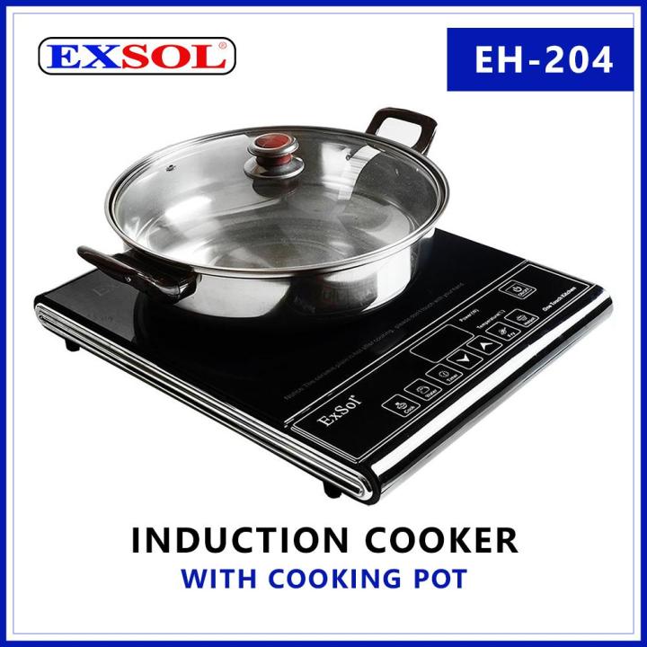 Induction Cooker Stove EXSOL EH-204 with Cooking Pot 2000W Automatic Cooking 8 Level Power ...