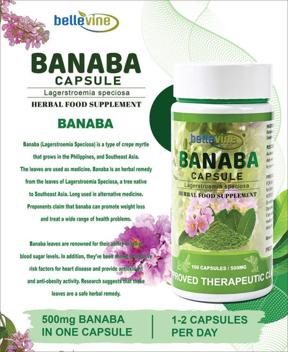 Bellevine Banaba Herbal Supplement 100Capsule ( FDA approved) | Lazada PH