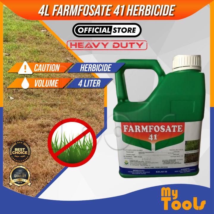 Mytools 4 Liter 4L Farmfosate Glyphosate 41% Class 3 Herbicide Racun ...