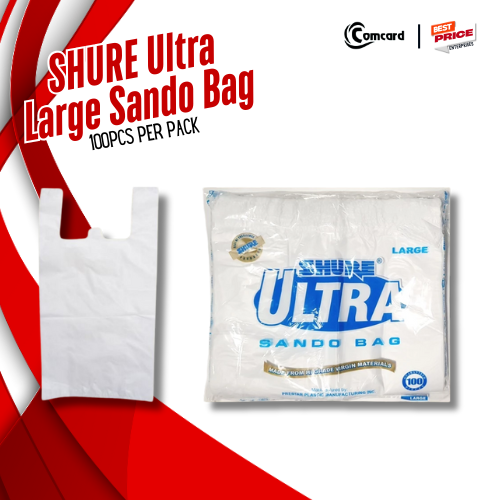 100 PCS Shure ULTRA Plastic Sando Bag | White Grocery Bag for ...