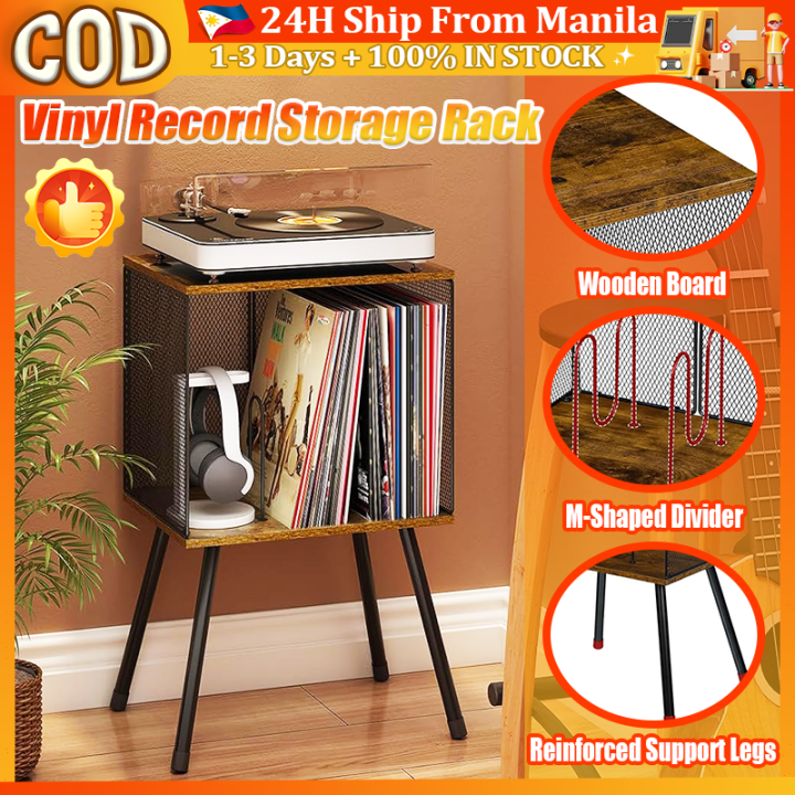 Wood Vinyl Record Storage Rack With M-Shaped Divider Floor-Standing ...