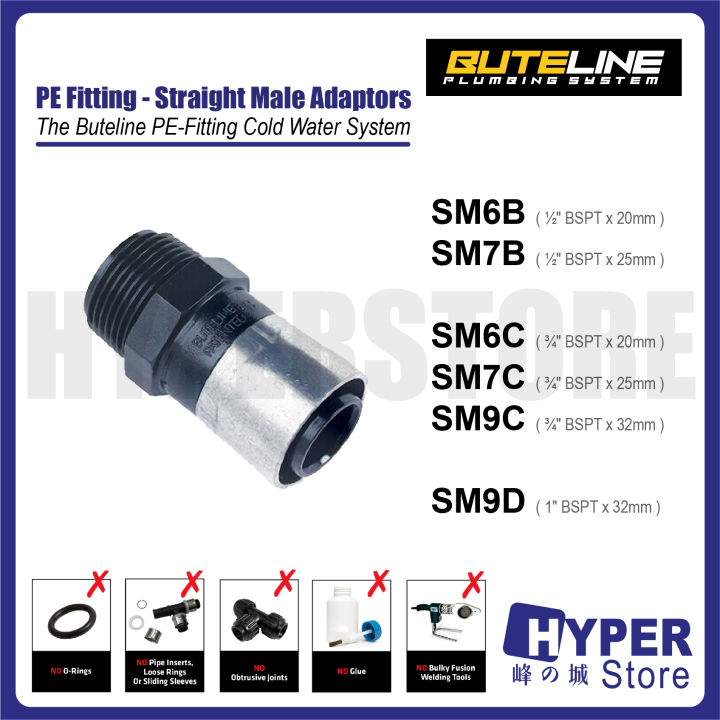 Buteline Fitting | PE Straight Male | ( M.T.A ) | ( SM6B / SM6C / SM7B ...