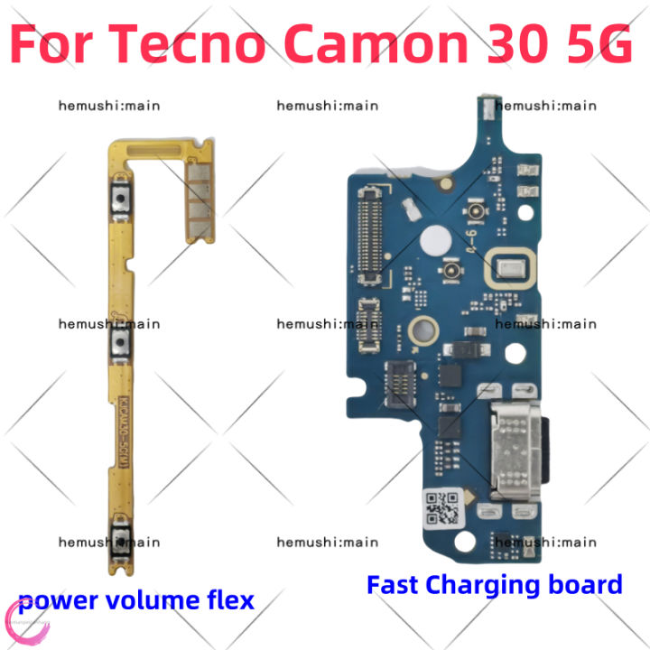 For Tecno Camon 30 5G CL7 Power Volume Flex Button Switch USB Charger Charging Port Board Ribbon ...