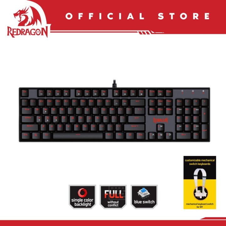 Redragon Mitra K551B 104 Key Red led Backlit Mechanical Keyboard ...
