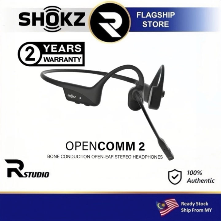 SHOKZ® OpenComm 2 Bone Conduction Open-Ear Stereo Bluetooth Headset ...
