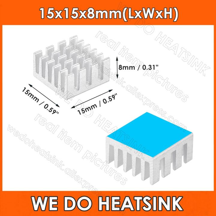 15x15x8mm Silver Small Tiny Heatsink Radiator Heat Sink for CPU GPU VGA ...
