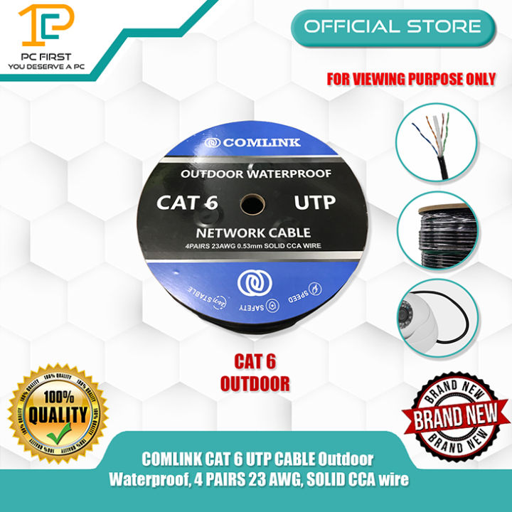 COMLINK CAT 6 UTP CABLE Outdoor Waterproof, 4 PAIRS 23 AWG, SOLID CCA ...