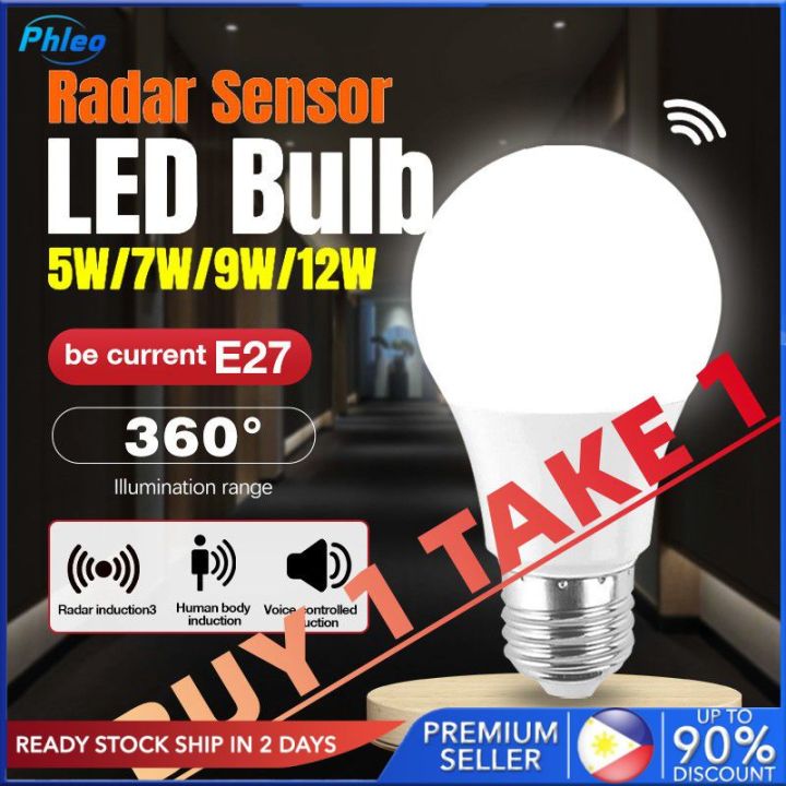 【BUY 1 TAKE 1】Radar Sensor Light Bulb 9/12W Motion Sensor Light Bulb ...