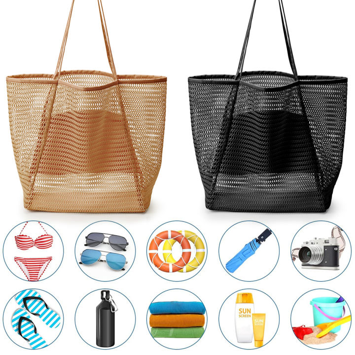 Large Mesh Tote Bag Mesh Tote Bag Large Mesh Beach Bag Reusable Beach ...