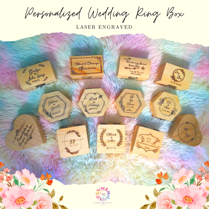 Personalized Laser Engraved Wooden Wedding Ring/Jewelry Box with ...