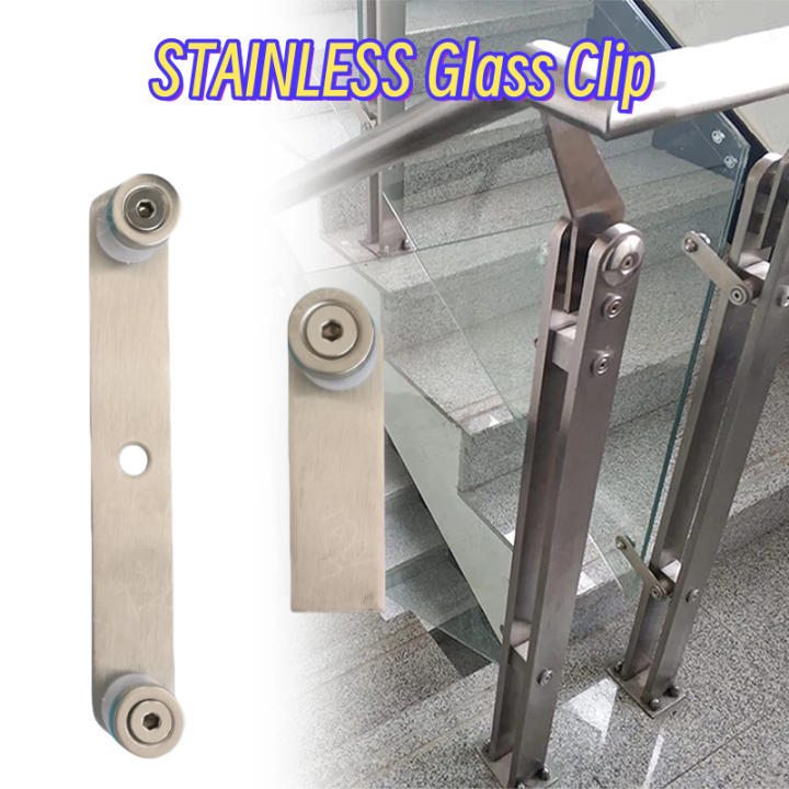 304 STAINLESS Glass Clip Glass Railings, Hardware Balustrade Post Glass ...
