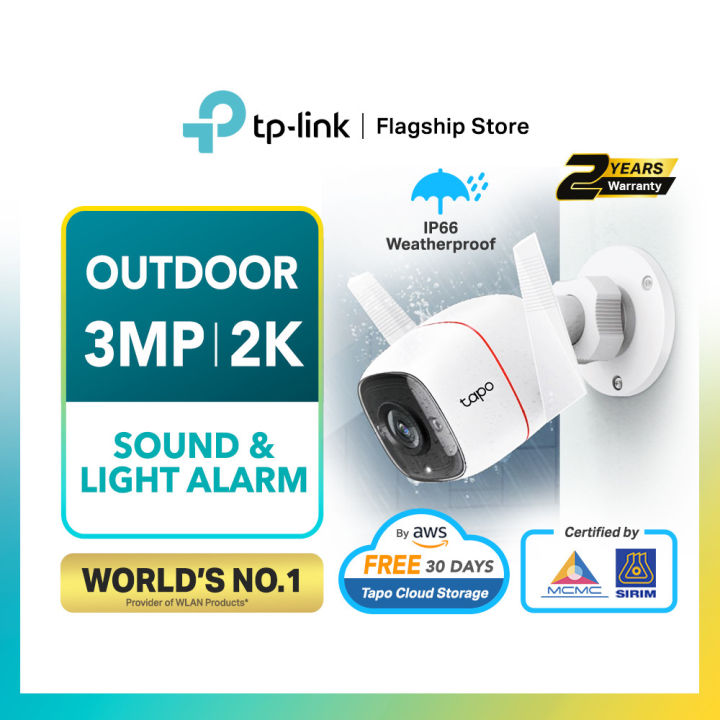 TP-Link Outdoor 2K CCTV/3MP SUPER HD with Amazon Safety CLOUD/Sirim Certification-IP66 Security ...