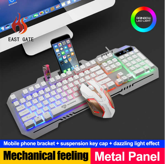 East Gate Rgb Mouse And Keyboard Combo With Mobile Phone Bracket Metal