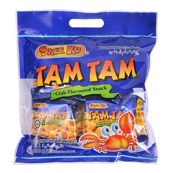 Snek Ku Tam Tam Crab Flavoured Snack Family Pack Jajan 8X25G | Lazada