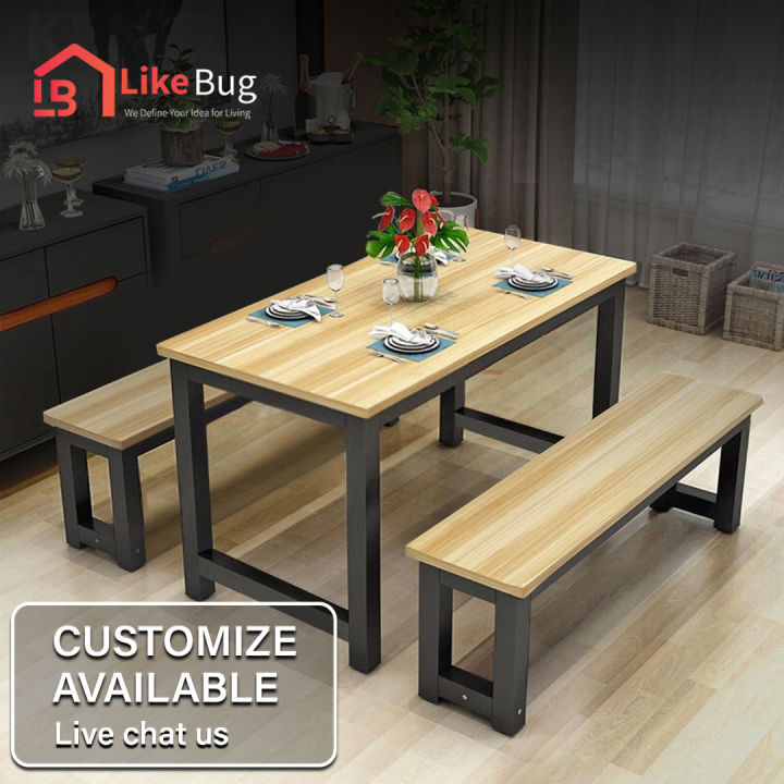 LIKE BUG: 120cm x 60cm Black Frame Simple Rectangular Dining Table With ...