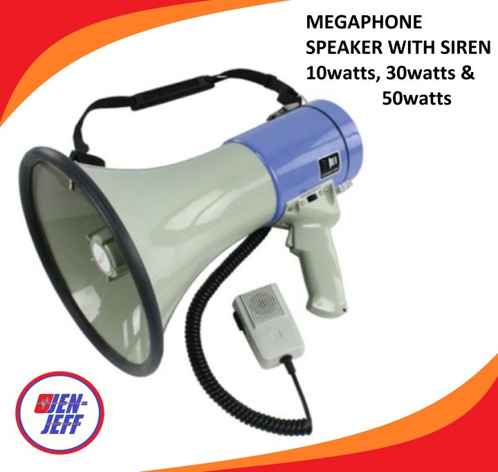 Megaphone Speaker with Siren with Rechargeable Battery 10 Watts, 20 ...