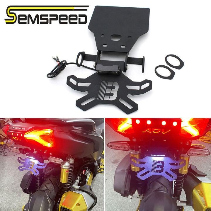 SEMSPEED Motorcycle Adjustable Foldable Rear License Plate Registration ...