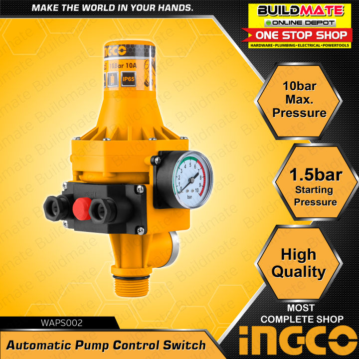 INGCO Automatic Pump Control Switch 1/3HP 10Bar 10A WAPS002 - BUILDMATE ...