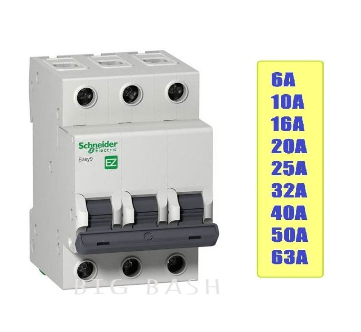 Schneider Electric MINIATURE CIRCUIT BREAKER 3 POLE DIN RAIL TYPE RATED 230V /400V 6A 10A 16A ...