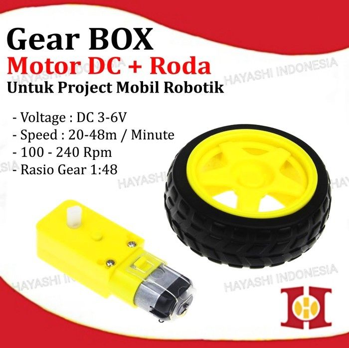 Roda Motor DC Arduino Gear 3V 6V Wheel Dinamo Mobil Robot Smart Car ...
