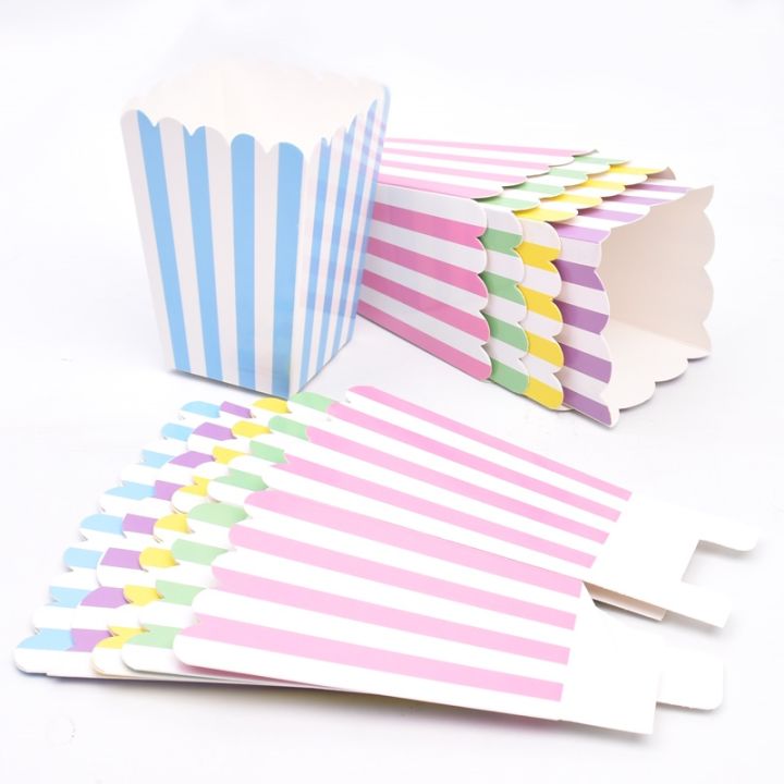 12pcs Paper Candy Popcorn Box/Cup Pink Blue Pastel Rainbow Birthday ...