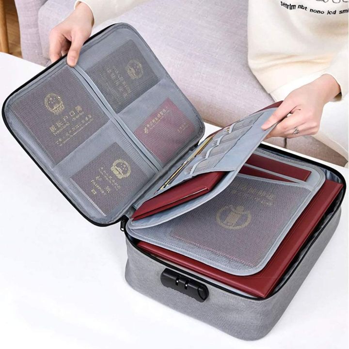 Waterproof 3-Layer Document Storage Bag with Password Lock,A4 Letter ...
