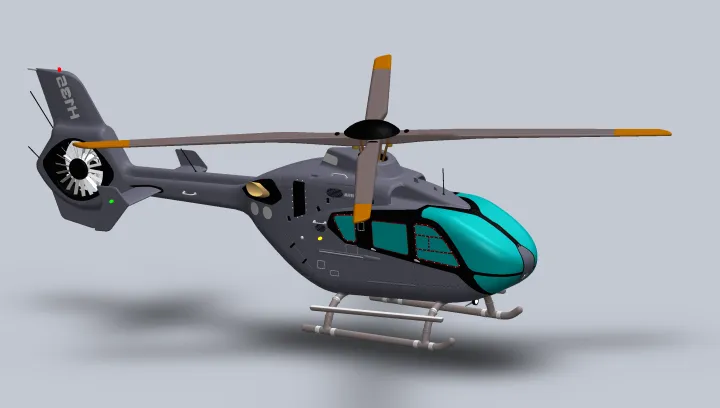 Three-dimensional modeling of AIRBUS H135 helicopter 3D drawing digital ...