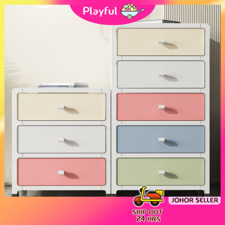 【PLAYFUL】 Extra large plastic storage box drawer type household clothes storage box multi layer ...