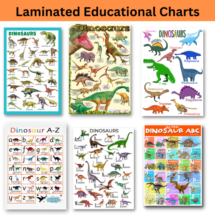 Laminated Dinosaurs Chart, Dinosaur Posters for Kids, Learners and ...