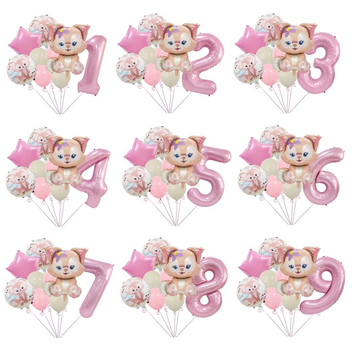 LinaBell Theme Number 1-9 Foil Balloon Set Disney Character Balloons ...