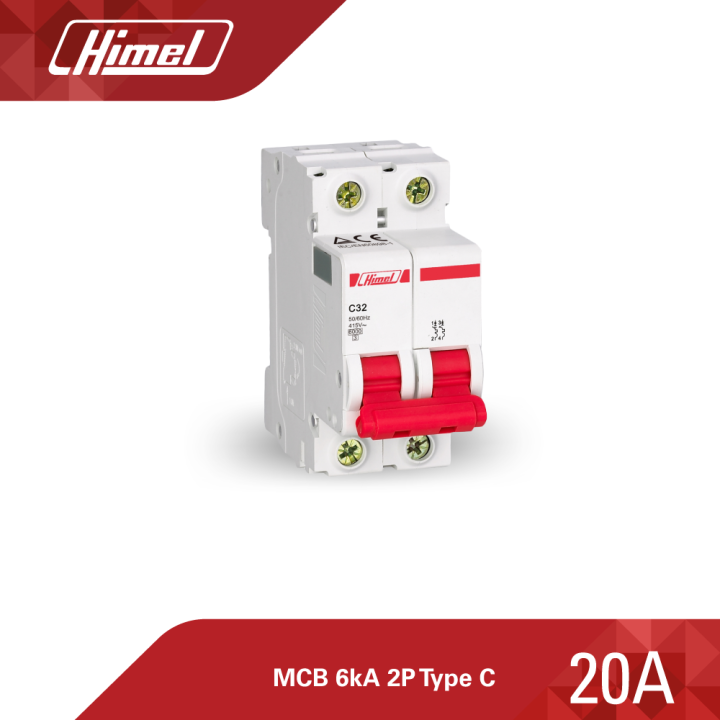Himel Miniature Circuit Breaker 20A, 2 Poles, 220V - 415VAC / MCB 20A ...
