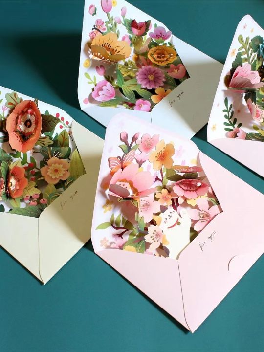 Creative 3D Flower Birthday Greeting Cards Gift Cards Mothers Day Cards ...