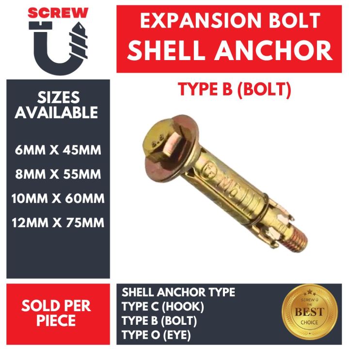 Shell Anchor BOLT Type B Expansion Bolt Fix Anchor | SOLD PER PC ...