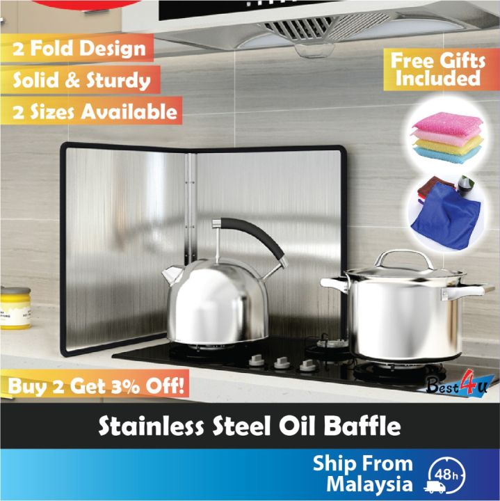 BEST4U Stainless Steel Oil Baffle (2 Sided) / Foldable Kitchen Oil ...