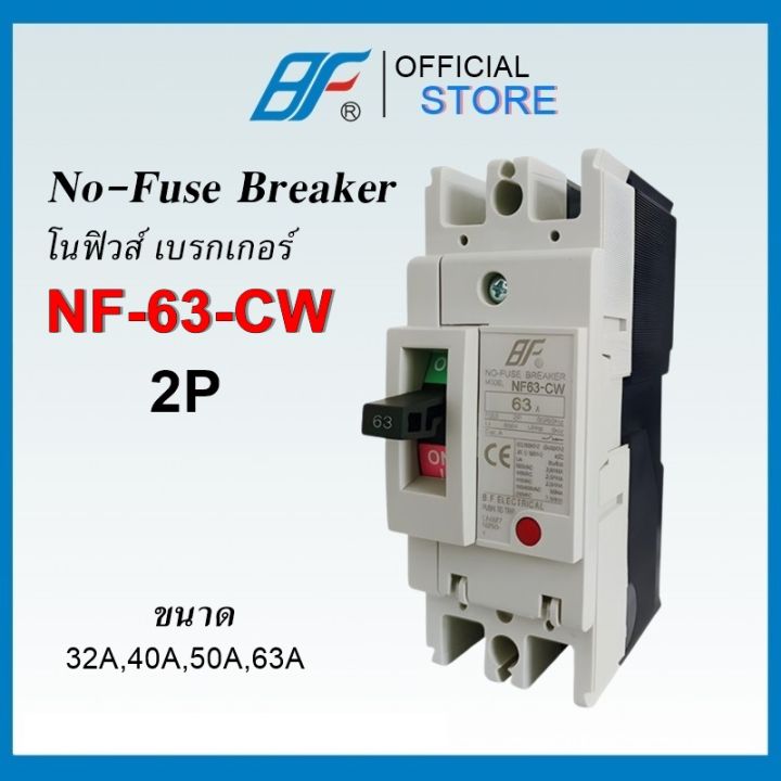 BF No-Fuse Breaker โนฟิวส์ เบรกเกอร์ 2สาย NF-63-CW 2P 32A,40A,50A,63A | Lazada.co.th
