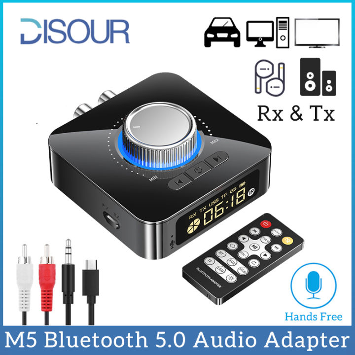 DISOUR Original M5 LED Digital Display Bluetooth 5.0 Audio Transmitter ...