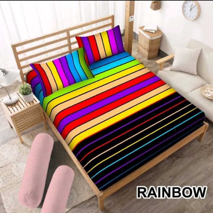 Bisa COD Sarung Kasur Busa Seprai Resleting Motif Rainbow | Motif KOTAK ...