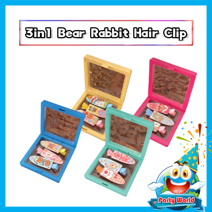 🎉3in1 Little Girls Mini Cute Cartoon Hair Clips Baby Rabbit Bangs Clip ...