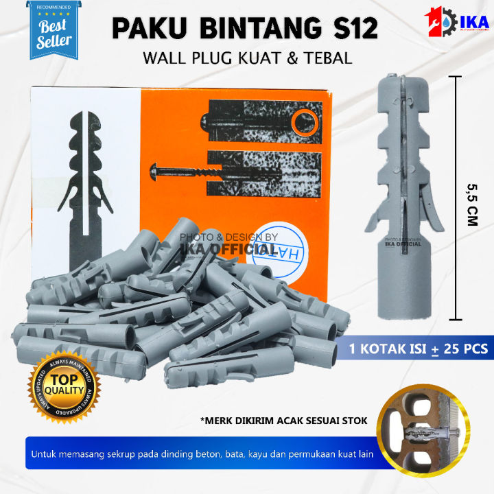 JANGKAR SKRUP S12 VISER PAKU BINTANG WALLPLUG DYNABOLT DINABOLT WALL ...