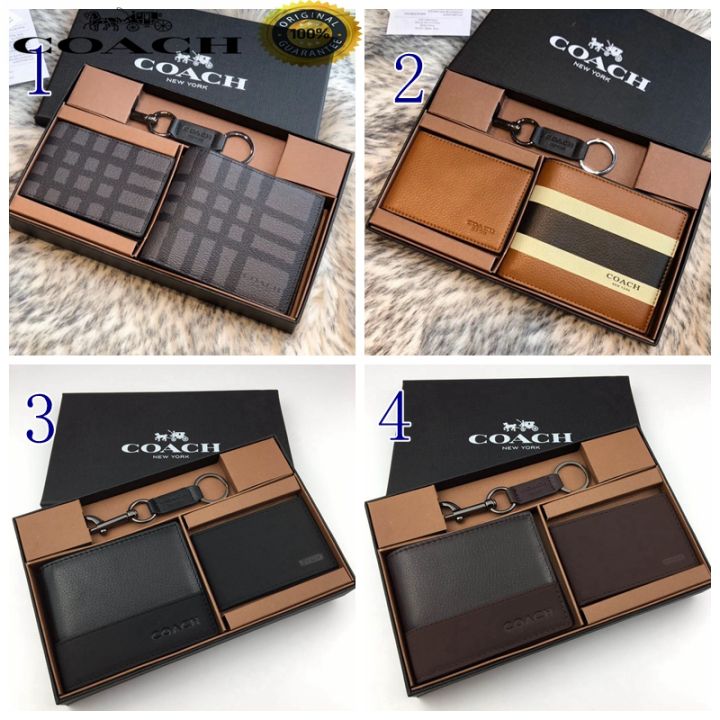 Coach wallet men fashion folding short wallet gift box original ...