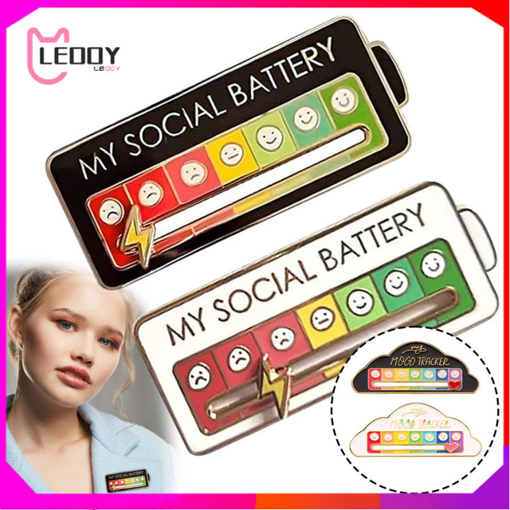 Rainbow Brooch MY SOCIAL BATTERY Mood Conversion Pin Slidable Mood ...
