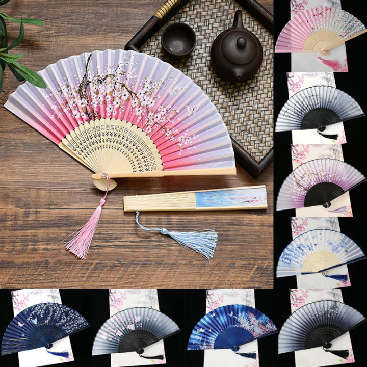 Retro Folding Fan Chinese Style Silk Bamboo Hand Fan Wedding Party ...