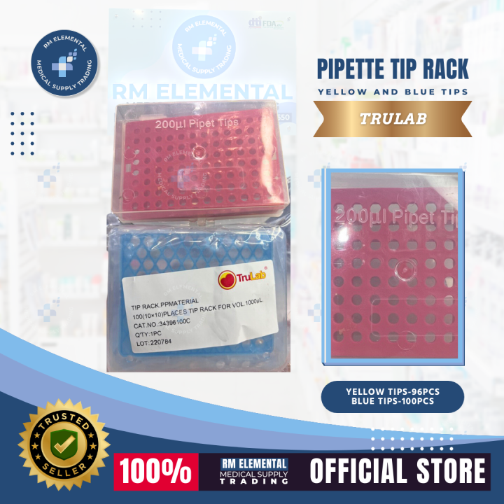 Pipette tip Sterile with rack 96pcs/box(yellow tips) & 100pcs /box ...