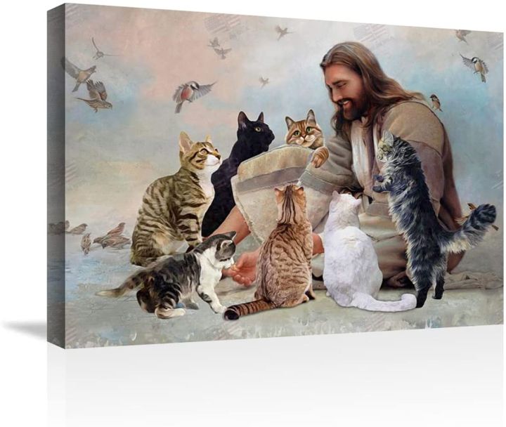 Desdirect Jesus Christian God Surrounded By Cats Angels For People Love ...