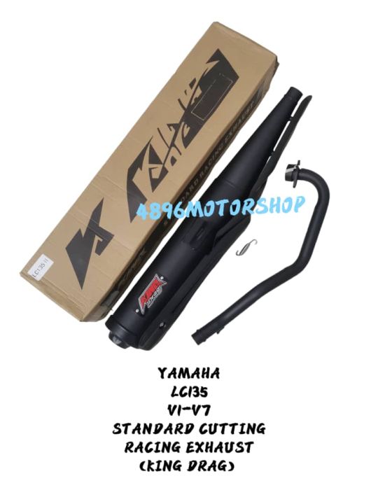 KING DRAG LC135 V1 V2 V3 V4 V5 V6 V7 4S 5S 28MM STD OPEN RACING EXHAUST MUFFLER PIPE / EKOZ PAIP ...