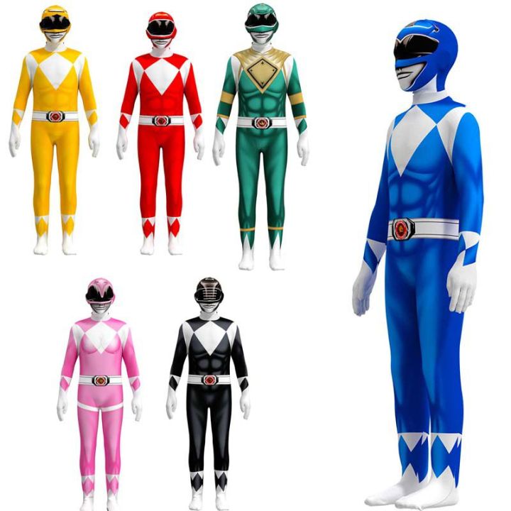 Kids Power Rangers Costume Adult Cosplay Fancy Dress Party Jumpsuit ...