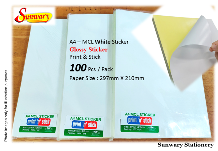 Self Adhesive A4 Label Sticker Paper (100 sheets/pack) / A4 MCL White ...
