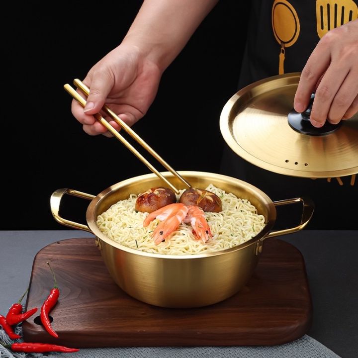 24cm Korean Pot Ramen Pot Instant Noodle Pot Stainless Steel with Lid ...