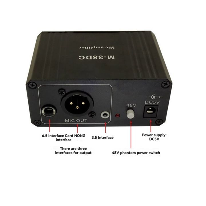 Portable Microphone Preamp Mic Preamplifier XLR Output 48V High Gain ...